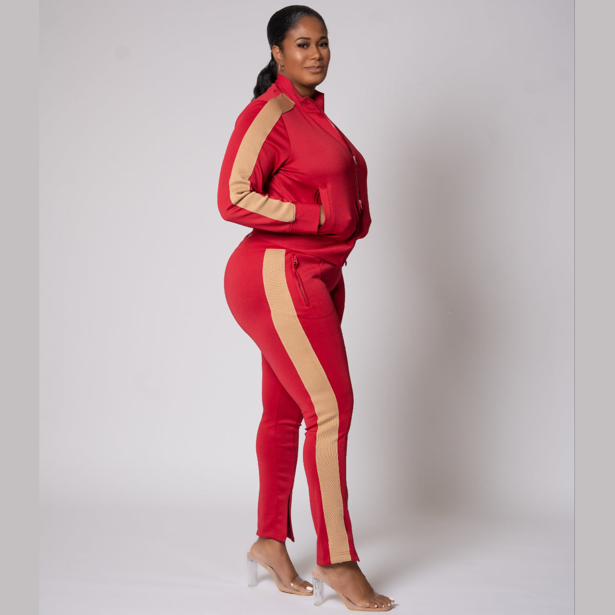 Runner Tracksuit (Red/Tan) – Gift & Kurse Company